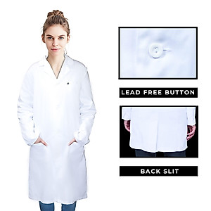 DR Uniforms Unisex Lab Coats - 100% Cotton - Sanforized to Prevent Shrinking- Laboratory Coat for Students and Professionals (XS)