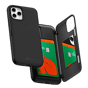 GOOSPERY iPhone 11 Pro Wallet Case with Card Holder, Protective Dual Layer Bumper Phone Case (Black)