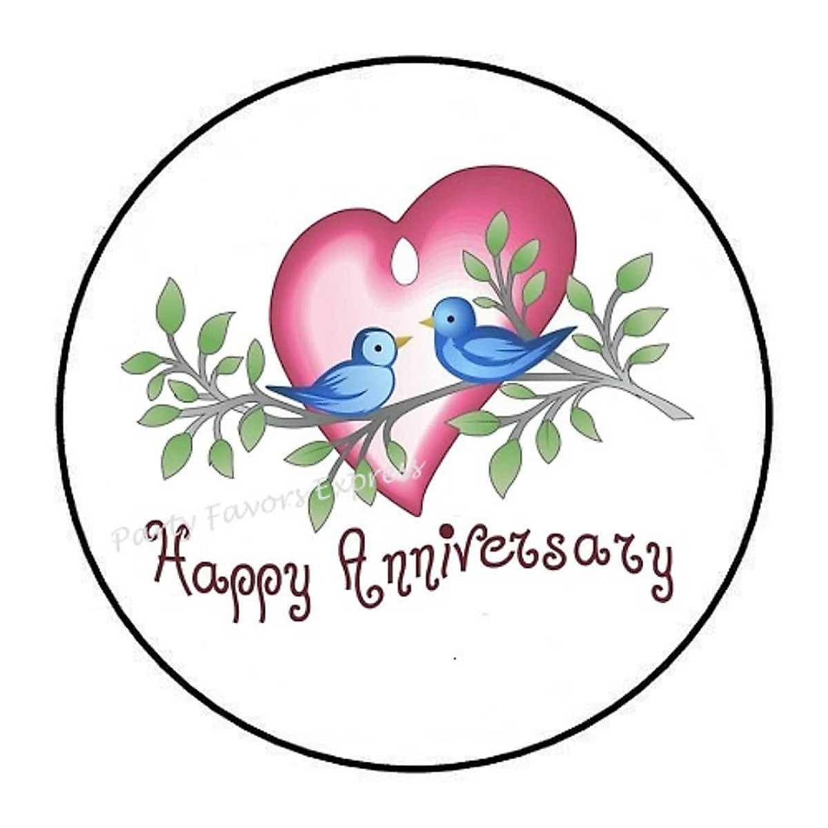 Party Favors Express Happy Anniversary Envelope Seals Labels Stickers 1.5inch Round (30)