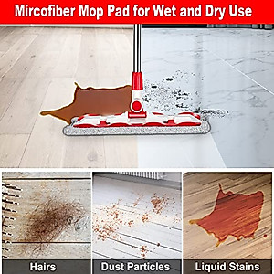 Nolopau Microfiber Hardwood Floor Mop, Microfiber Mops Flat Mop 360°Rotating Wet Dust Mop, with 58&#039;&#039; Stainless Steel Handle for Hardwood Home Office Kitchen Floor Cleaning