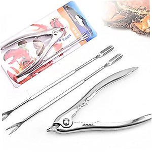 Housoutil 3pcs Brazil Nuts Crab Crackers Seafood Tool Set Cleaning Tools Lobster Opener Seafood Picks Mutitool Crab Opener Bottle Opener Chestnut Nutcracker Silver Multifunction Tool Kit