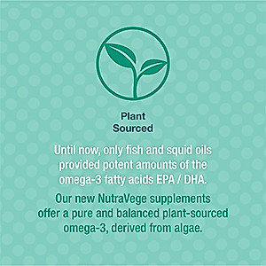 Nature's Way NutraVege Omega-3 Plant Based Liquid Supplement, Strawberry + Orange Flavored, 6.8 oz