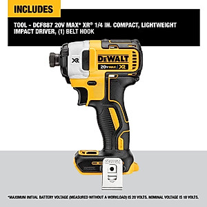 DEWALT 20V MAX XR Impact Driver, Brushless, 3-Speed, 1/4-Inch, Tool Only (DCF887B)-Deal Express Accessories, Yellow