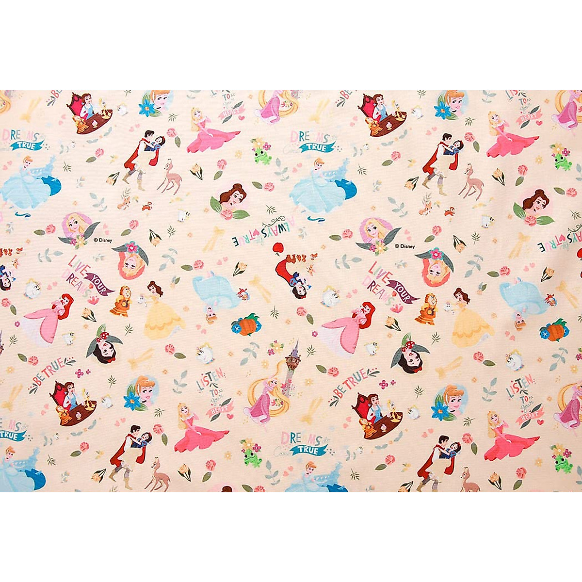 Disney Cotton Fabric by The Yard Princess Character Fabric 110cm Wide Princess Friends