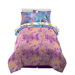 Franco Disney's The Little Mermaid Ariel Live Action Movie Kids Bedding Super Soft Comforter and Sheet Set with Sham, Twin, (100% Official Licensed Product)