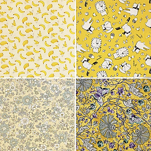 Cartisanat Fat Quarters Fabric Bundles, 8 Pcs (20in x 20in / 50cm x 50cm) Sewing Patterns Quarter Precut Fabrics for Quilting Squares Sheets TOP Cotton Bundle Patchwork DIY Crafting Yellow Floral
