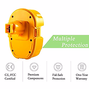 Forrat DC9098 DC9099 Upgraded 3.6Ah Replacement for Dewalt 18V Battery XRP DE9098 DE9503 DW9095 DW9096 DW9098 DW9099 18 Volt Cordless Power Tools 2 Packs (Yellow)