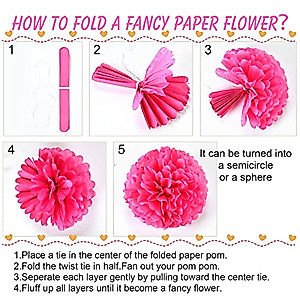 Tissue Pom Pom Paper Flower Ball Party Decorations - 15 Pcs 10, 12, 14 Inch -for Wedding, Birthday, Bridal Shower, Bachelorette, Baby Gift Shower