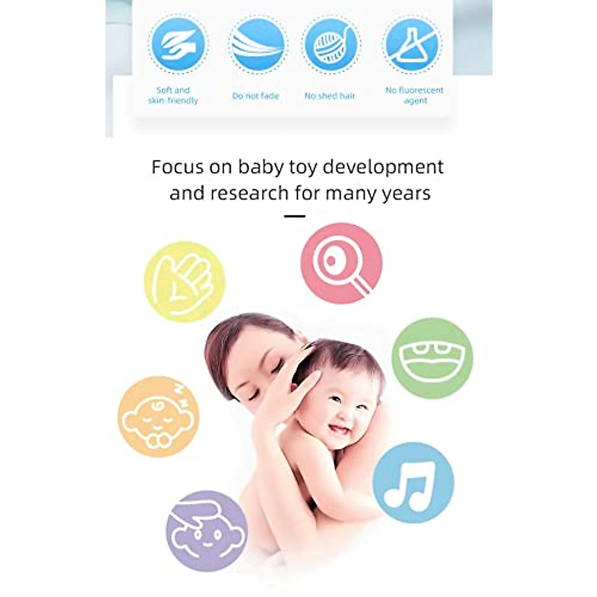 Blueana Car Seat Toy, Baby Plush Stuffed Rattle Development Toys with Musical Box, Squeaky Feet, Kids Mirror, BPA Free Teether - Stroller, Crib (Bird)