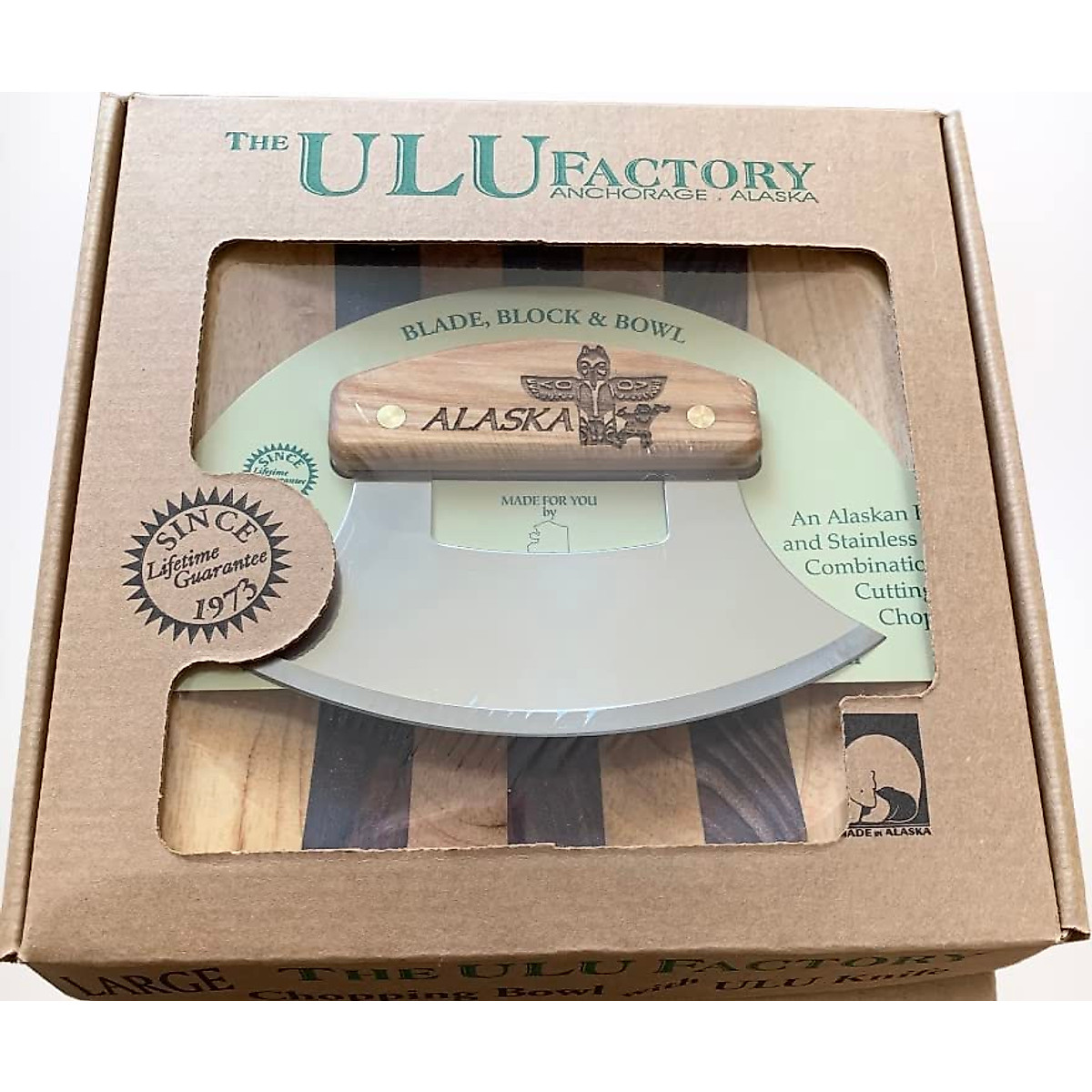 Alaska Ulu Bowl Set Birch Handle Totem Pole Eskimo