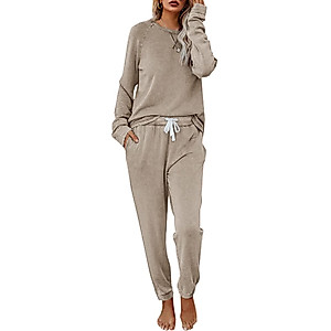 Eurivicy Women's 2 Piece Lounge Set Long Sleeve Tracksuits Loungewear Pajama Sets