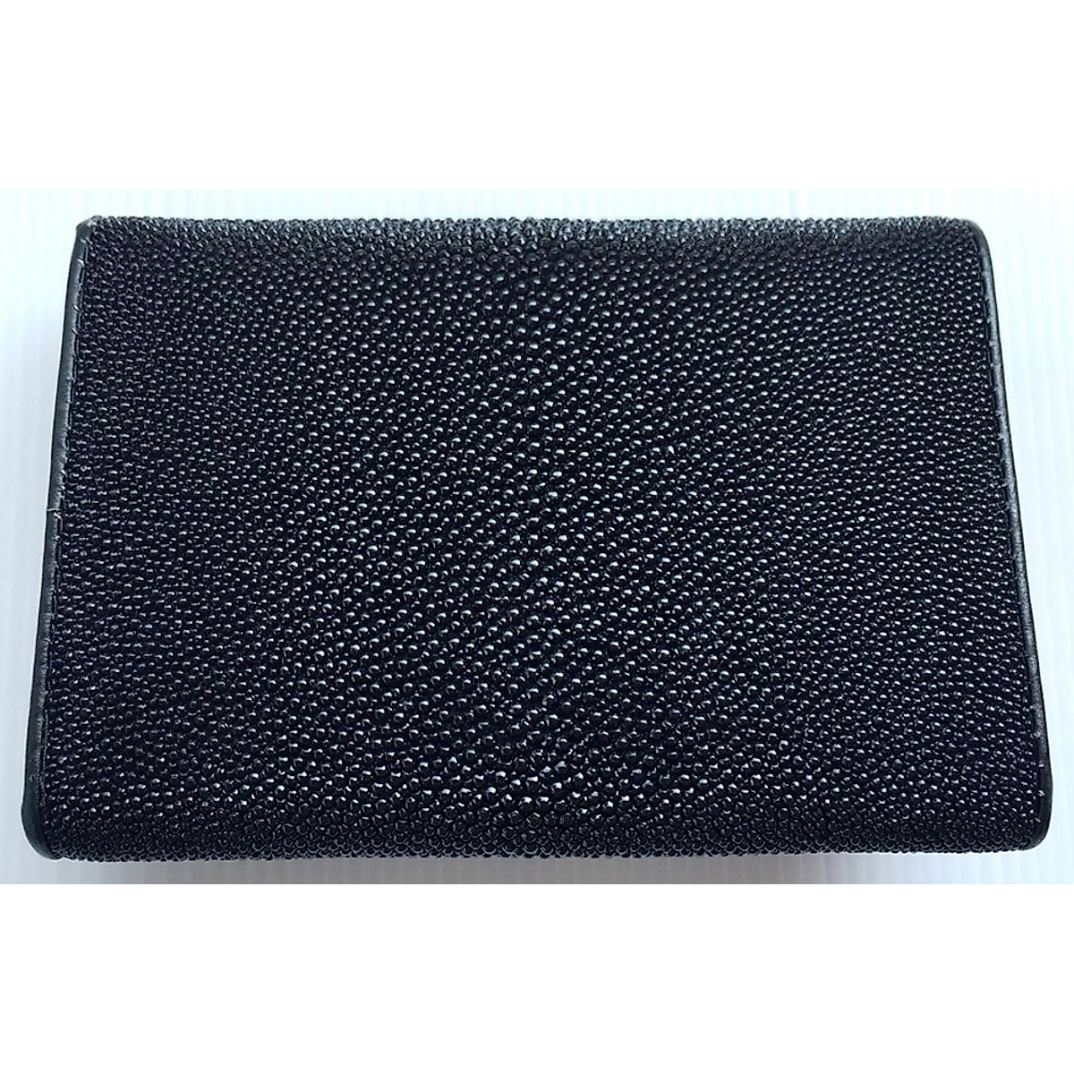 Julie Genuine Real Stingray Skin One Eye Leather Trifold Clutch Black Wallet Purse