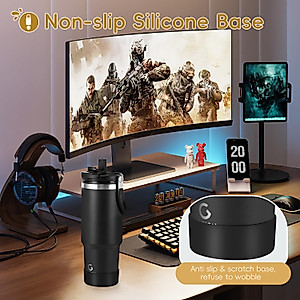 VUSIGN 30 oz Tumbler with Handle and Flip Straw, Stainless Steel Vacuum Insulated Water Bottle Travel Mug Thermal Cup for Home, Office, Car, Outdoors, Sports, Black