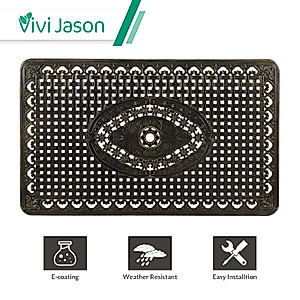 VIVIJASON 7-Piece Patio Furniture Dining Set, All-Weather Cast Aluminum Outdoor Conversation Set, Include 6 Cushioned Chairs and a Rectangle Table with Umbrella Hole for Balcony Lawn Garden Backyard