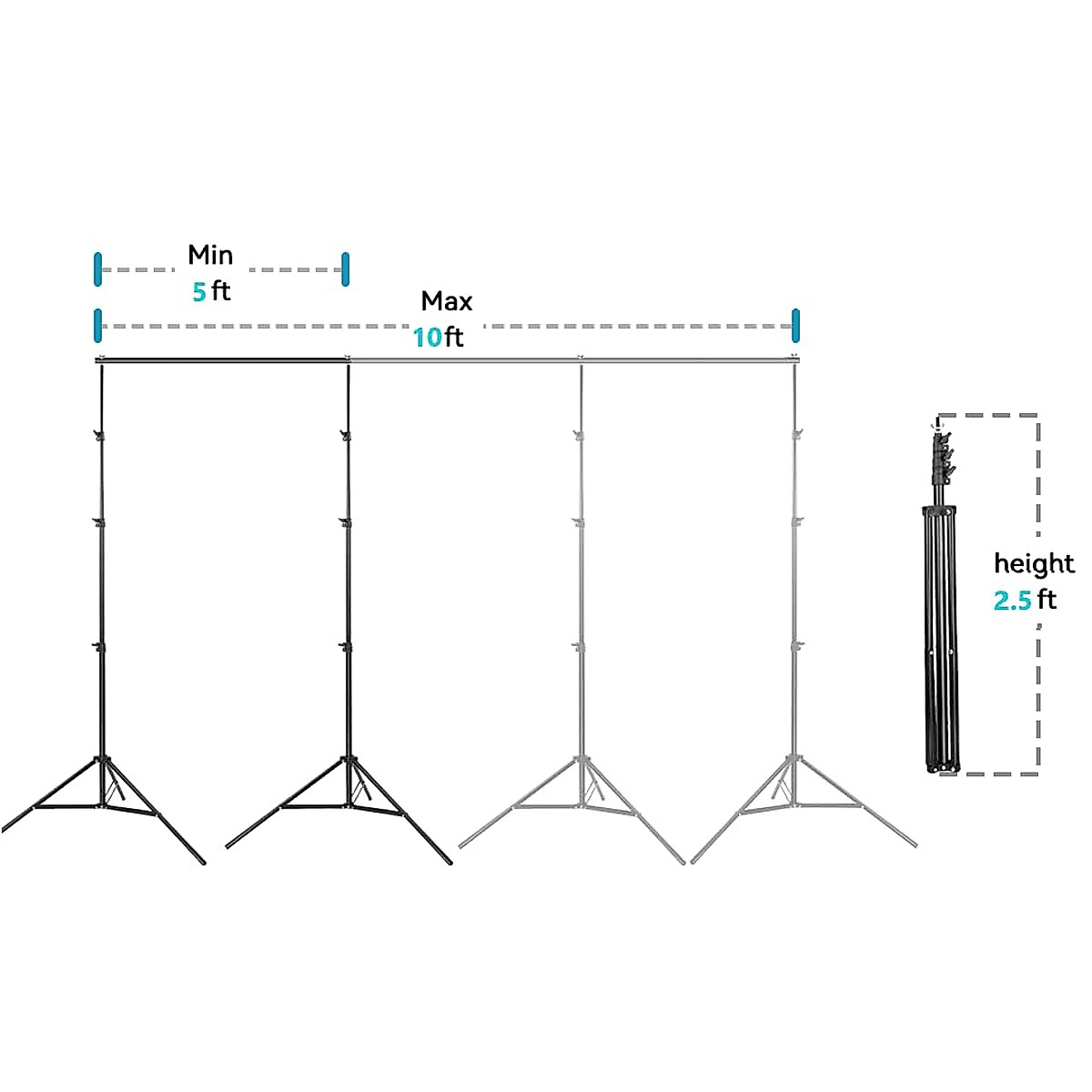 8.5 X 10FT/2.6 X 3M Background Stand Support System Kit with Carrying Case for Clamps and Canvas,for Photo Video Shooting