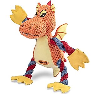 GOOLA Dog Squeaky Toys, Cute Dragon Interactive Plush Stuffed Toy with 5 Squeakers and Crinkle Paper,Pet Rope Chew Toy for Puppy Small Medium Large Breed Dogs