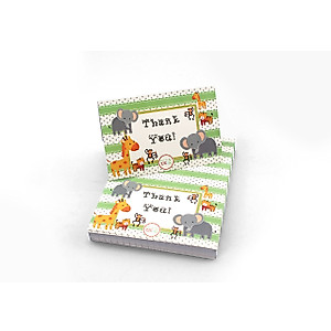 Adorox 24 Pieces Baby Jungle Zoo Animals Thank You Cards Baby Shower Birthday Party Safari Theme Boys Girls