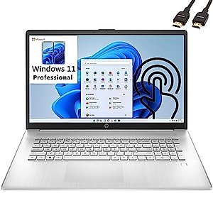 HP 2023 17 17.3" Touchscreen HD+ Business Laptop Computer, 13th Gen Intel 10-Core i7-1355U, 64GB DDR4 RAM, 4TB SSD, WiFi 6, Backlit Keyboard, Fingerprint Reader, Windows 11 Pro, BROAG HDMI Cable