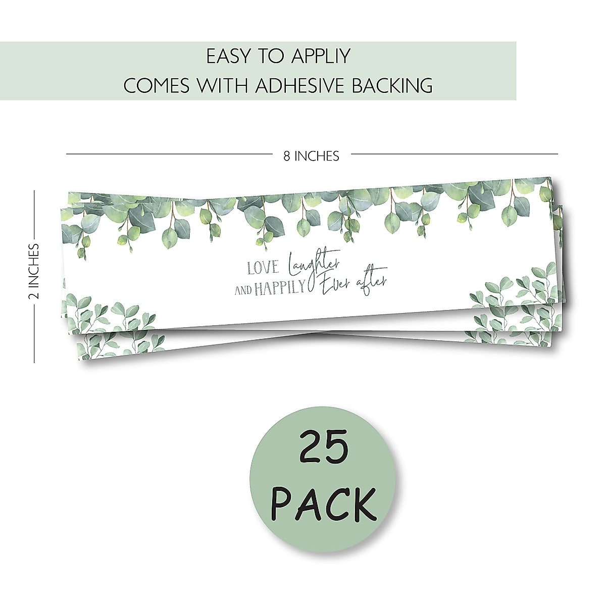 Your Main Event Prints Eucalyptus Wedding Bridal Shower Bottle Wraps - 25 Neutral Greenery Floral Water Bottle Labels - Perfect Decoration Favors