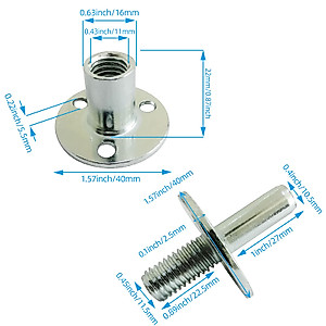WSWECCL 4 Sets M12 Metal Bed Post Connector T-Nut Bedpost Connector Screw-in Butt Nut for Furniture Hardware Fittings Sofa Column Bed Column Lock Connect Tee Nut