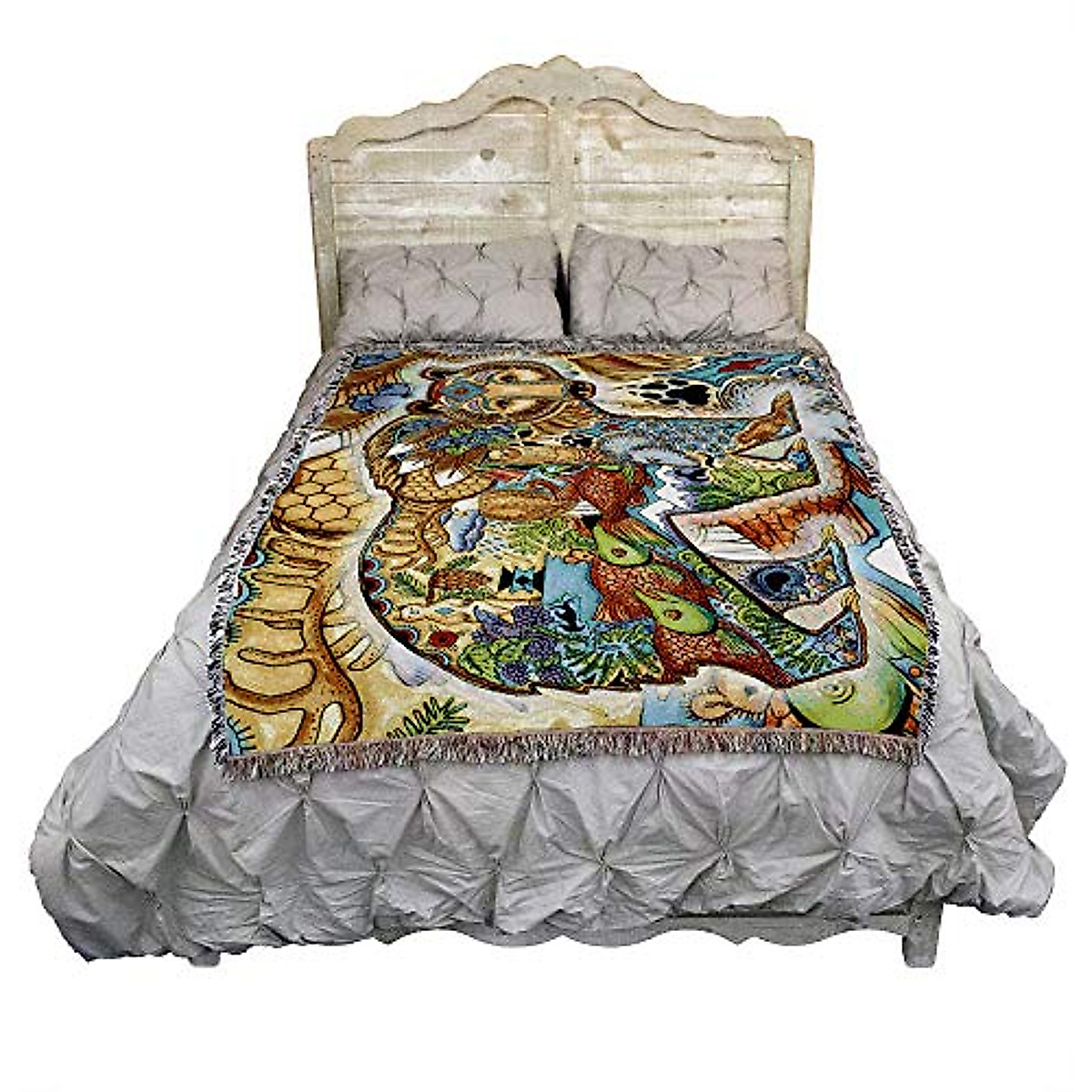 Pure Country Weavers Grizzly Bear Blanket - Animal Spirits Totem by Sue Coccia - Gift Tapestry Throw Woven from Cotton - Made in The USA (72x54)