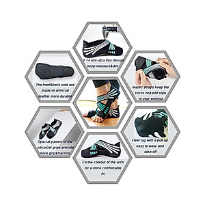 ABIRAM Yoga Socks Toeless Non-Slip Grips & Straps, for Pilates, Barre, Ballet, Bikram, Workout for Women