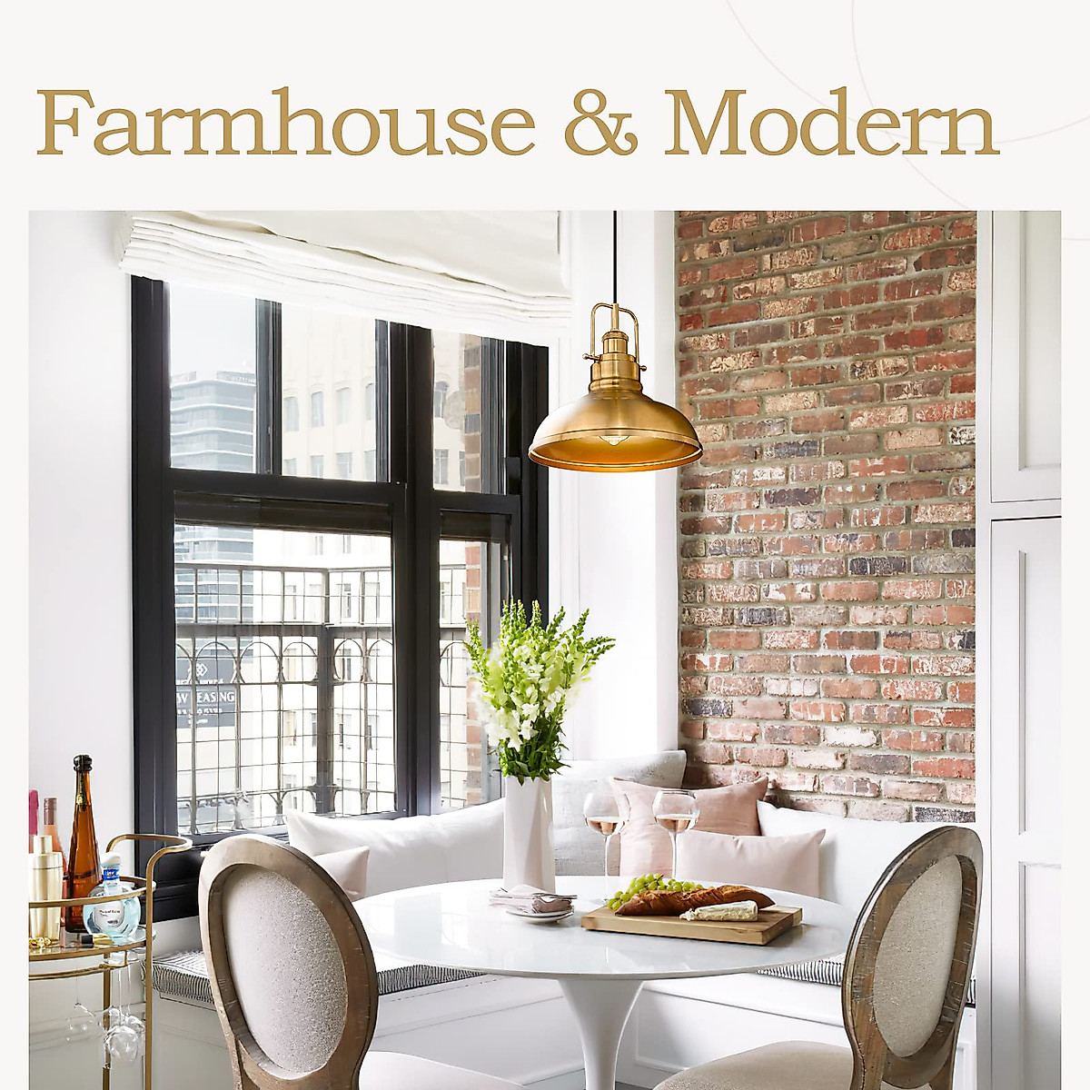 zeyu Farmhouse Pendant Lighting for Kitchen Island, 1-Light Industrial Hanging Pendant Light with Metal Dome Shade, Gold Finish, 016-1 BG