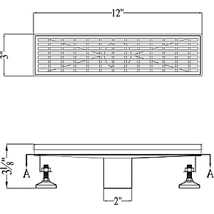 Dawn LWN120304 Wheaton River Series Linear Shower Drain, 12-Inch