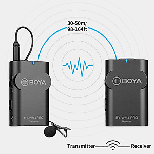 2.4G Wireless Microphone Lavalier for Smartphone DSLR Camera, New BOYA Lapel Microphone System for Canon Nikon Camera IOS Android Mobile Audio Recorder Youtube Facebook Live Podcast (K1)