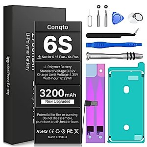 [3200mAh] Battery for iPhone 6S (2023 New Version), Conqto New Upgraded Higher Capacity 0 Cycle Battery Replacement for iPhone 6S Model A1633, A1688, A1700 with Complete Professional Repair Tool Kits
