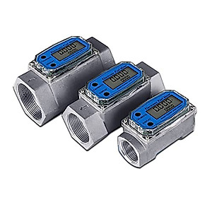 Ultrasonic Flow Meter Digital Turbine Flow Meter Flowmeter Gauge PCB Electronic Flow Indicator Sensor Counter Petrol Fuel Kerosene Methanol Water Sensor Transducer Accessories(Color:1 inch)
