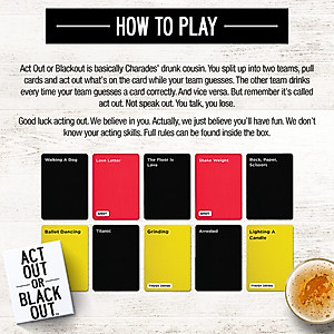 Do or Drink Act Out or Black Out Charades Drinking Card Games for Adults, Fun Adult Game with 350 Prompts - Great Party Game for Game Night, Bachelorette Parties, Couples, and More