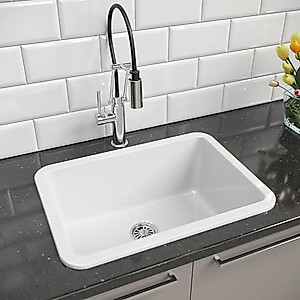 Orabella 27″ Drop-in/Undermount Fireclay Kitchen Sink 26-1/2" W x 19" D x 11" H