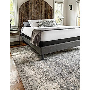 Rugs.com Oregon Collection Rug – 8' x 10' Gray Low-Pile Rug Perfect for Living Rooms, Large Dining Rooms, Open Floorplans