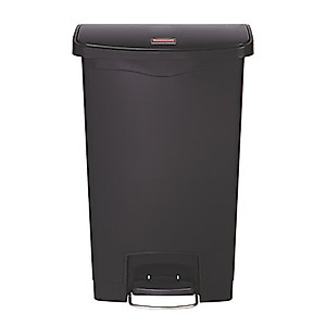 Rubbermaid Commercial Products-1883611 Streamline Slim Step-On Plastic Trash Garbage Can, 13 Gallon, Black