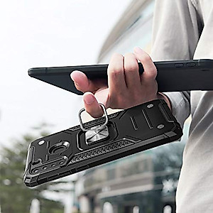 IDYStar Galaxy A21 Case with Screen Protector,Galaxy A21 Case,Shock Absorption Heavy Duty Drop Test Slim Cover with Car Mount Kickstand Lightweight Protective Phone Case for Samsung Galaxy A21, Black