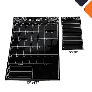 Magnetic Calendar for Fridge| 12” x 17” Monthly and 5” x 10” Weekly Reusable Planners| Magnetic Dry Erase Board Include 5 Dry Erase Markers and Eraser