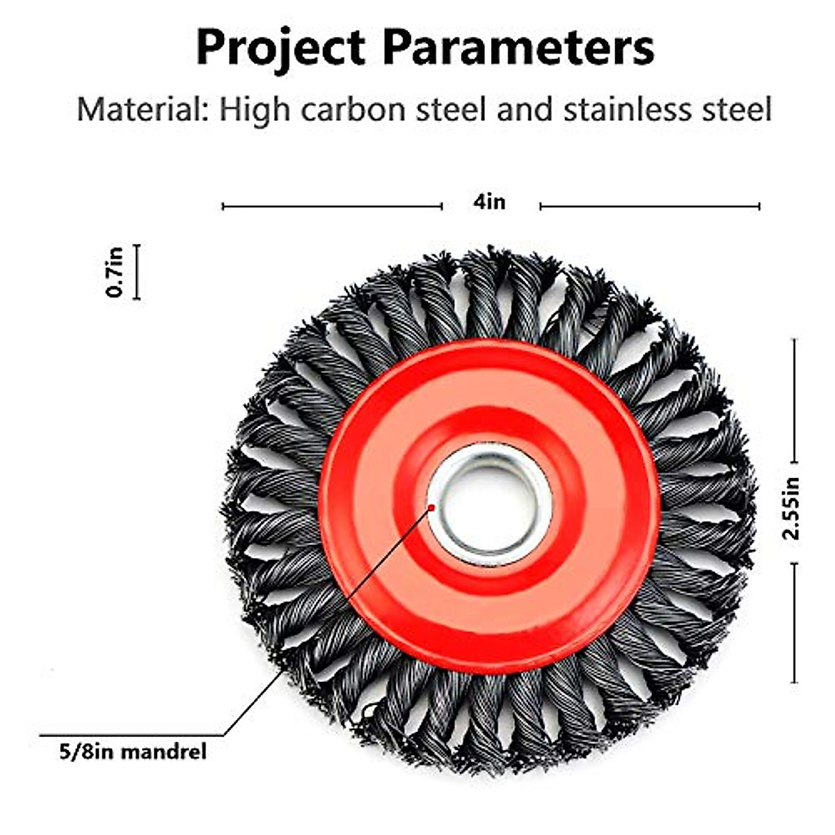 TILAX Wire Wheel Brush, Knotted Twist Wire Wheel for Angle Grinder with 5/8 Inch Arbor, 4 Inch Diameter and 0.019 Inch Carbon Steel Wire for Heavy-Duty Use of Various Metals