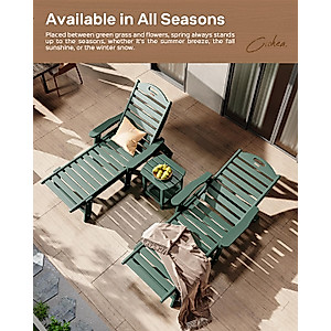 Ciokea Chaise Lounge Chair Outdoor with Wood Texture, Adjustable 5-Position Chaise Lounge Outdoor, Patio Lounge Chair for Poolside Backyard, Green