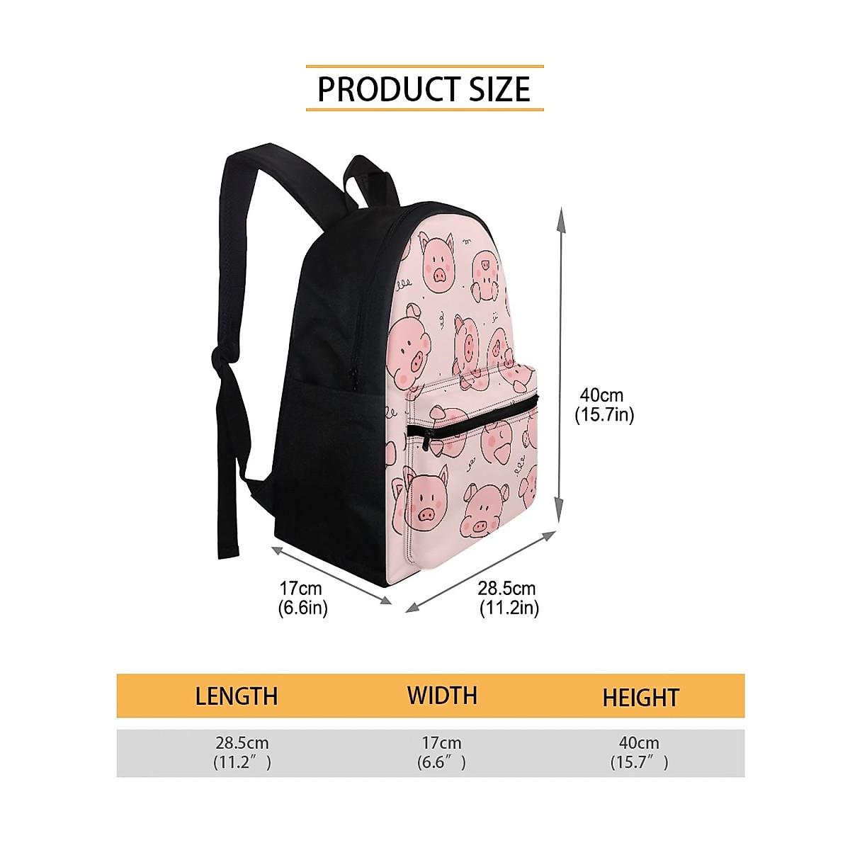 BIGCARJOB Children Backpacks Lovely Pig Print Casual Travel Waterproof School Book Bags Pink for Kids Girls
