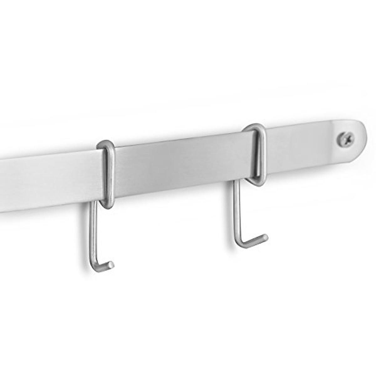 Internet's Best Kitchen Wall Mounted Rail Rack with Hanging Hooks - 6 Sliding Hooks - Kitchen Utensil Lid Spatula Measuring Cup Storage Rack Organizer - Stainless Steel Kitchen Towel Rack