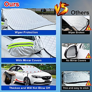 Car Windshield Snow Cover for Ice and Snow,Winter Car Snow Cover with Magnetic Edges and Windproof Webbing Straps,Windscreen Frost Protector Covers,for Most Car SUV RV Vans and Trucks (65'' X 49.6'')