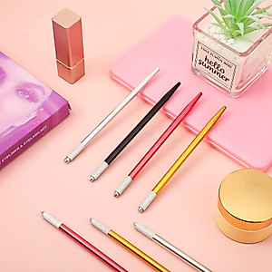 Leelosp 20 Pieces Microblading Pen Manual Eyebrow Pens Needle Holder Aluminum Microblading Hand Tools Light Microneedle Tool for Makeup Supplies Salons