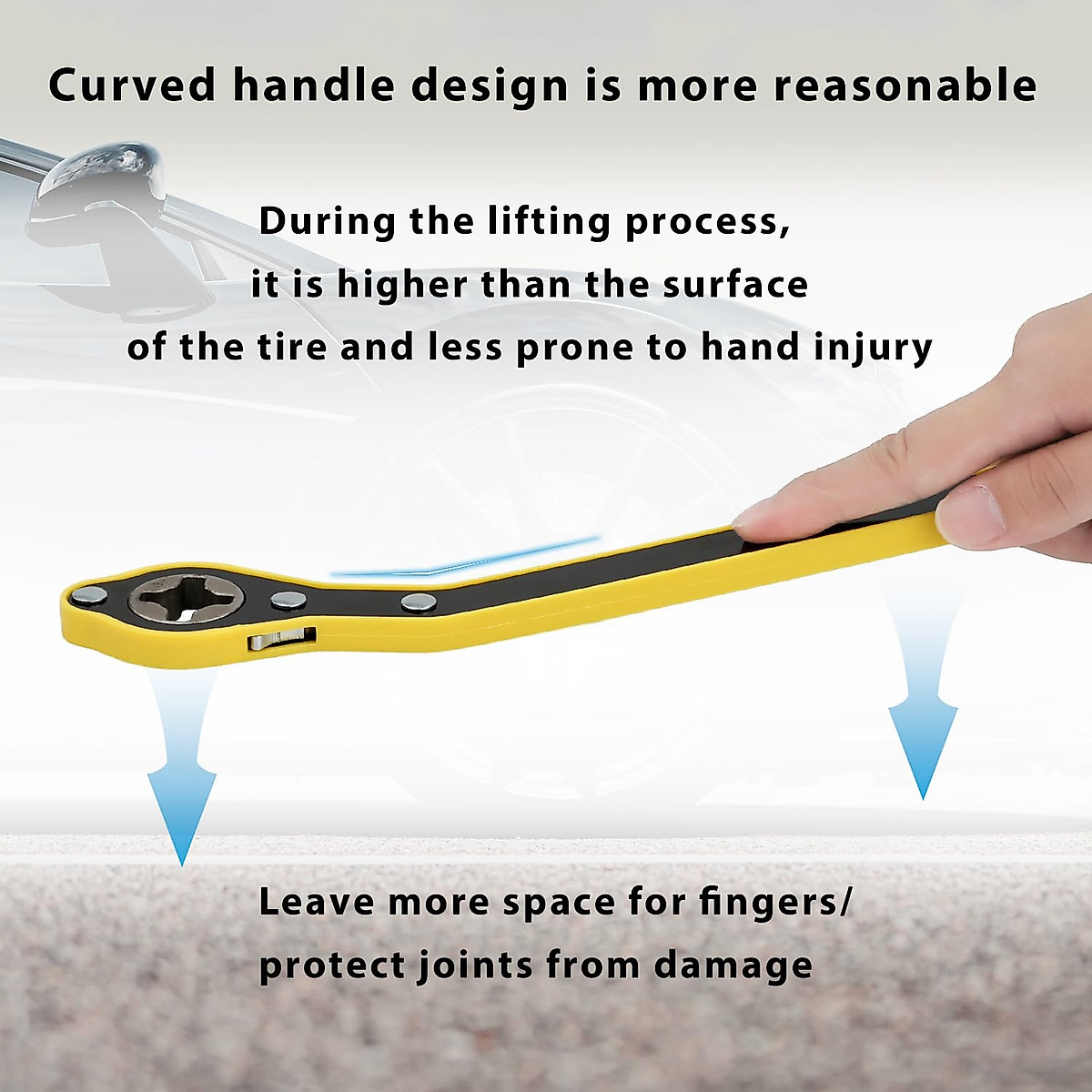 BOXOB Auto Labor-Saving Jack Ratchet Wrench 360° Swivel Car Scissor Jack Ratchet Wrench with Reversal Knob Design, Reinforced Tire Lug Wheel Jack Wrench for Cars SUVs Trucks Motorcycles