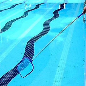 TOPINCN Swimming Pool Net, 5 Section Detachable Pole Pool Skimmer Net, Fine Mesh Pool Skimmer for Pool and Garden Pond