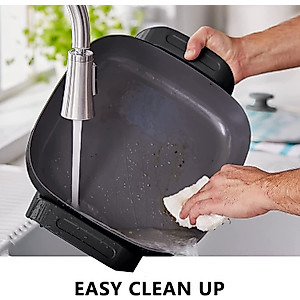 12-inch Ceramic Electric Skillet Nonstick - with Glass Lid, Adjustable Temperature Control (5QT.)