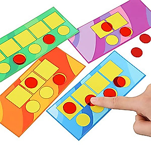 hwojjha Sound Box Mats and Chips 24 Pcs Dry Erase Mats and 84 Pcs Chips Phonemic Awareness Phonics Games Reading Games Sound Box Mats and Chips (Bright Style,Cardboard)