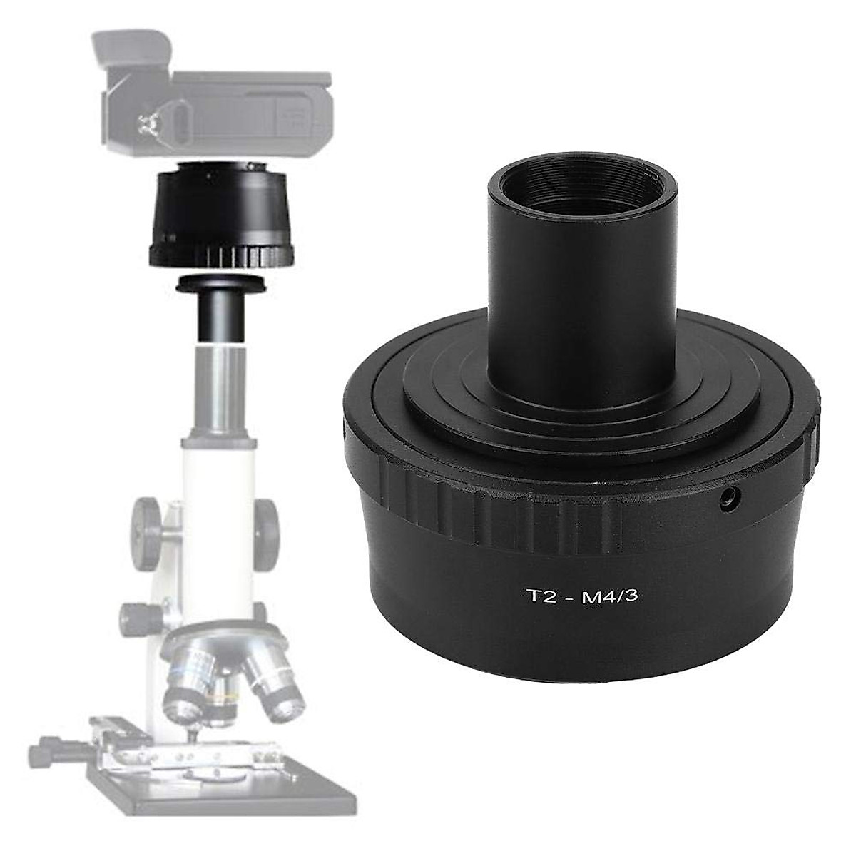 Dilwe Microscope Eyepiece Adapter, 23.2mm T-Mount Microscope Eyepiece, Metal Adapter Ring for M4/3 Mount Mirrorless Camera, Aluminum Alloy Adapters and Converters