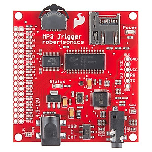 SparkFun MP3 Trigger - 18 Trigger inputs to Alternate Functions Random & sequential Track Selection Transport Controls Even Volume up/Down Real-Time Volume Control Full-Duplex Serial Control