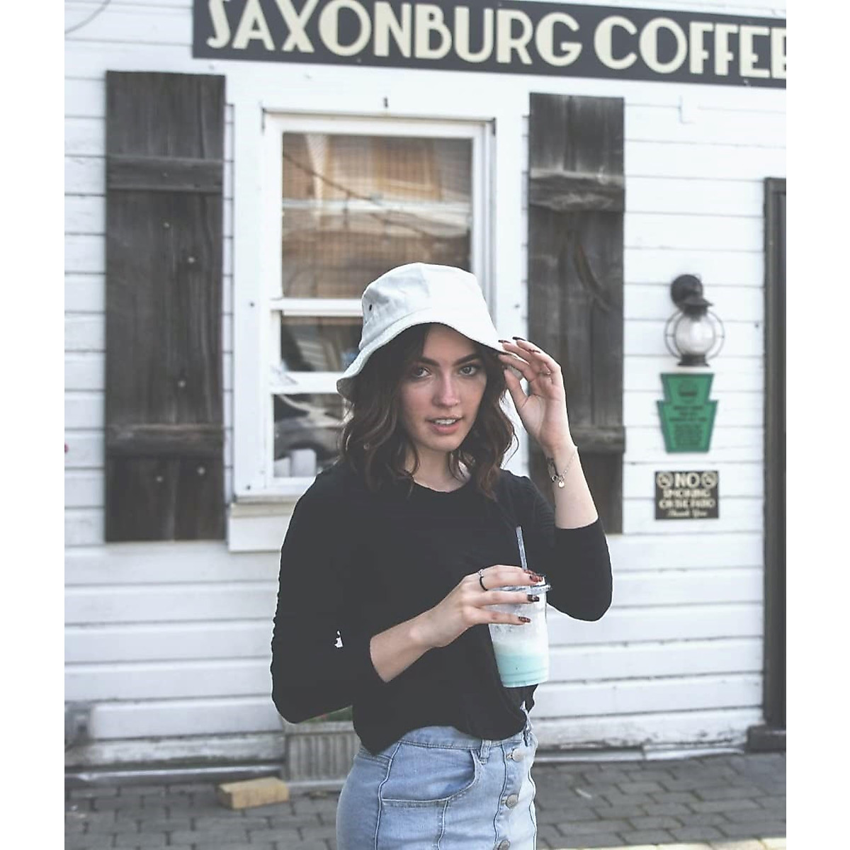 Camptrace Bucket Hats for Women Men Washed Cotton Bucket Hat Packable Sun Hats Summer Beach Hat with Detachable String Canvas White Medium-Large